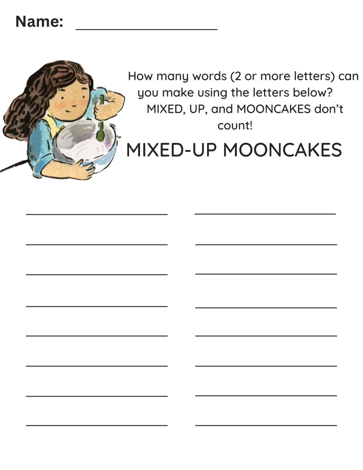 Mixed-Up Mooncakes Worksheets (Free Downloads) | Erica Lyons